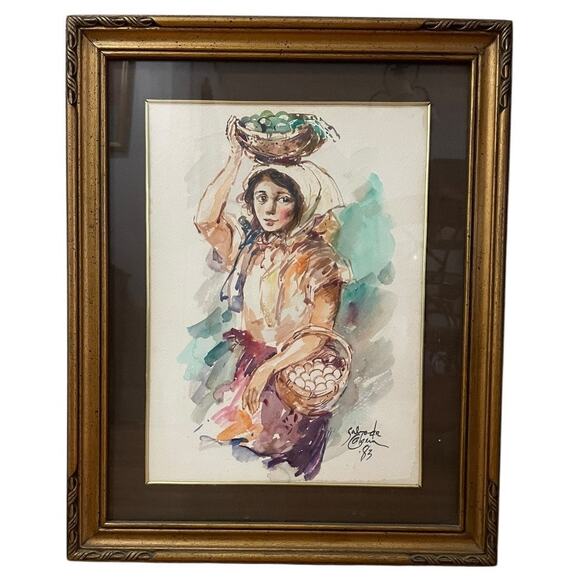 Salvador Cabrera | Art | Salvador Cabrera 983 Painting Woman Carrying ...